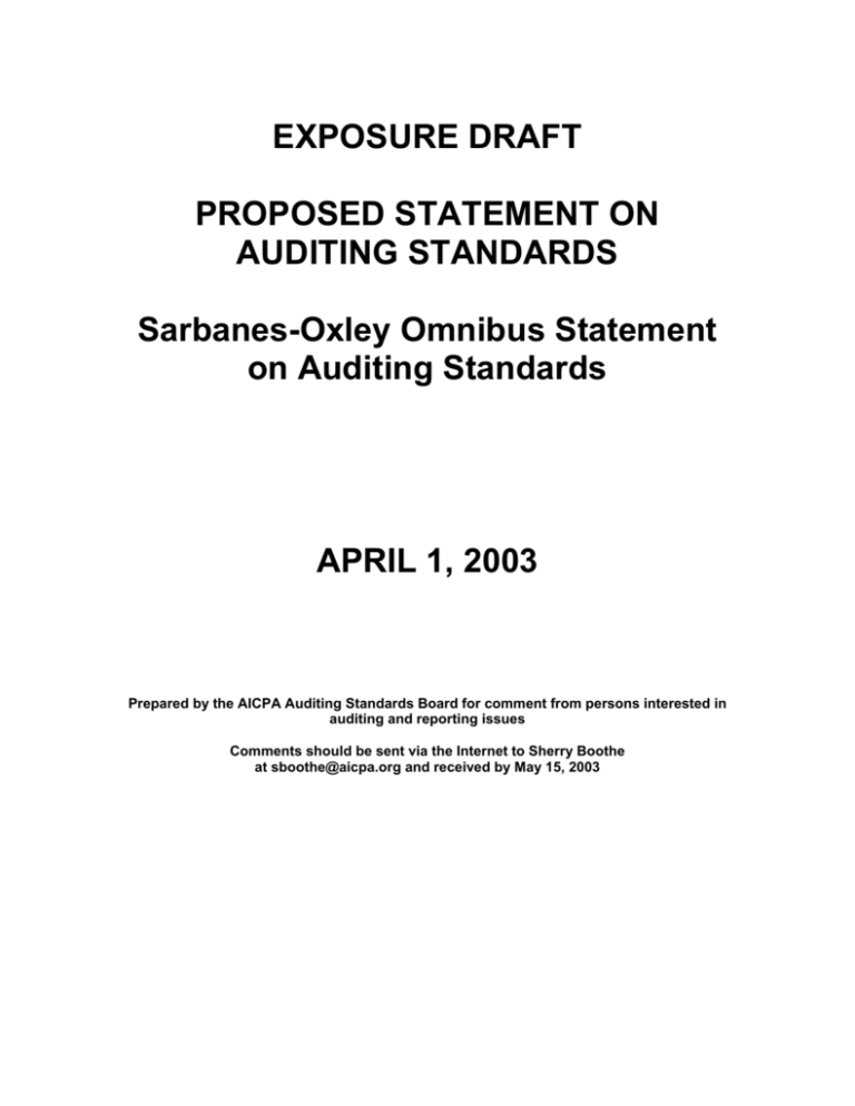 EXPOSURE DRAFT PROPOSED STATEMENT ON AUDITING