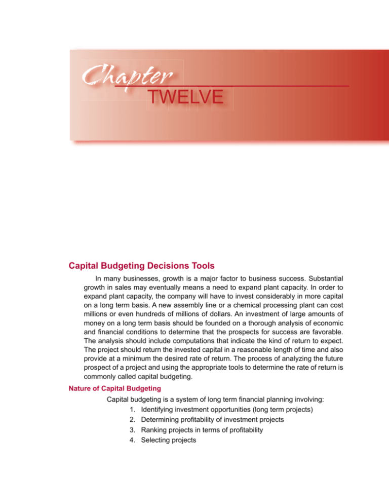 Capital Budgeting Decisions Tools Capital Budgeting Decisions Tools
