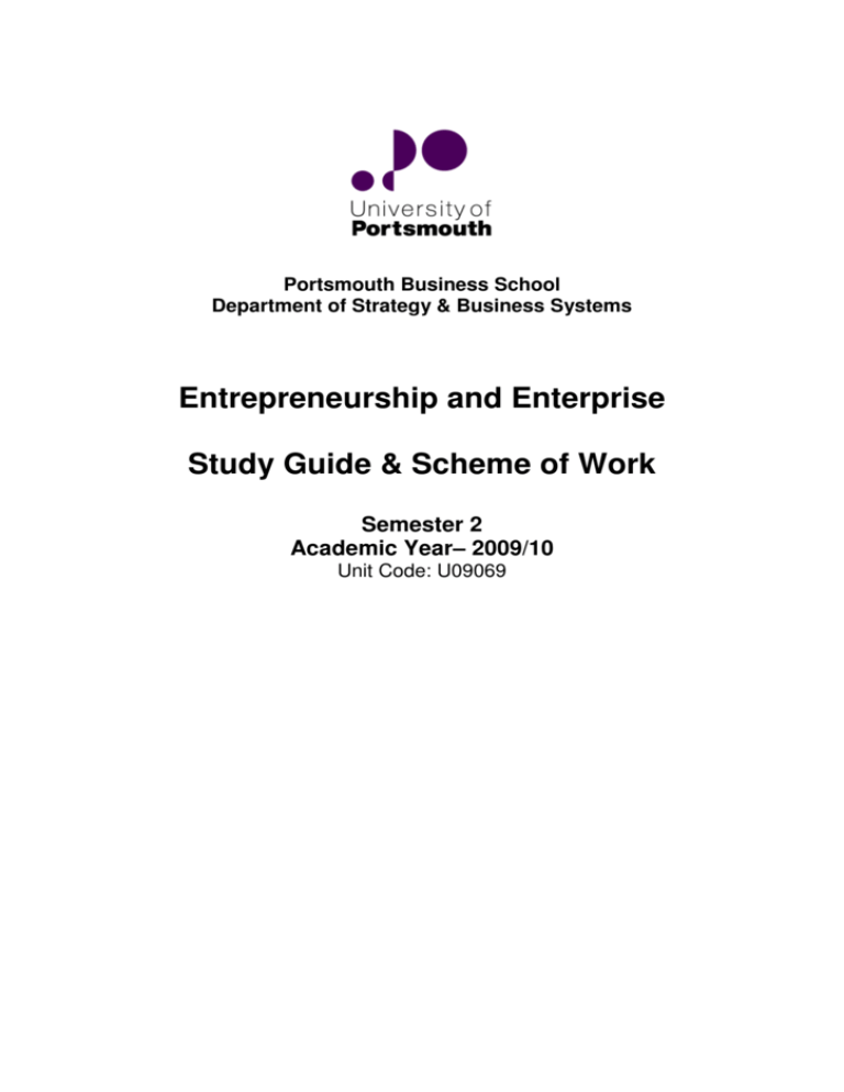 Entrepreneurship and Enterprise Study Guide & Scheme of Work
