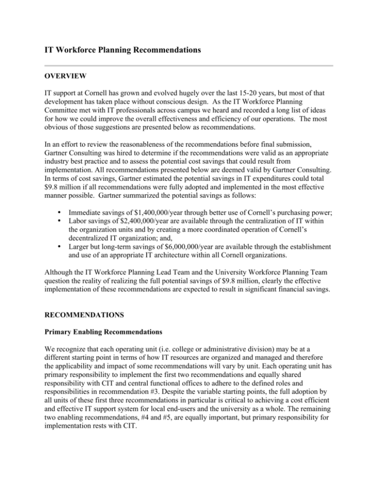 IT Workforce Planning Recommendations