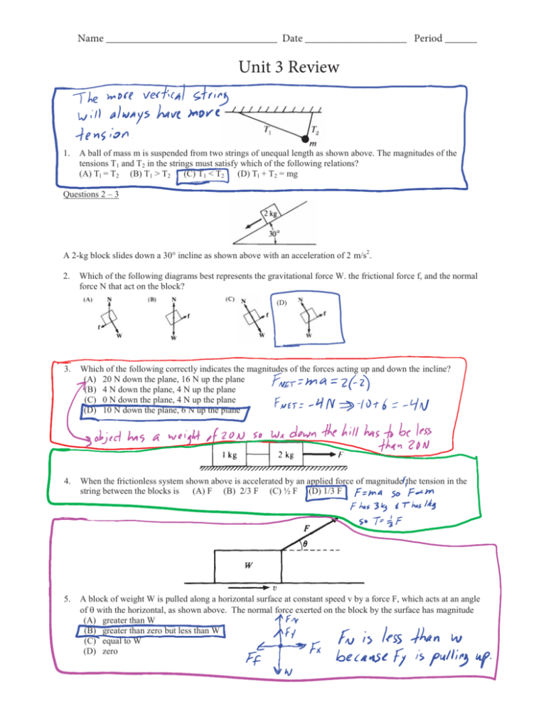 Unit 3 Review Answer Key