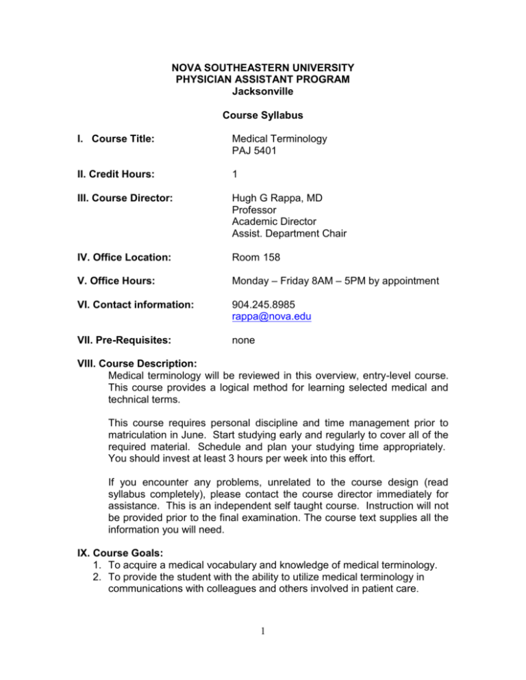 Medical Terminology Course List Medical Terminology Course List