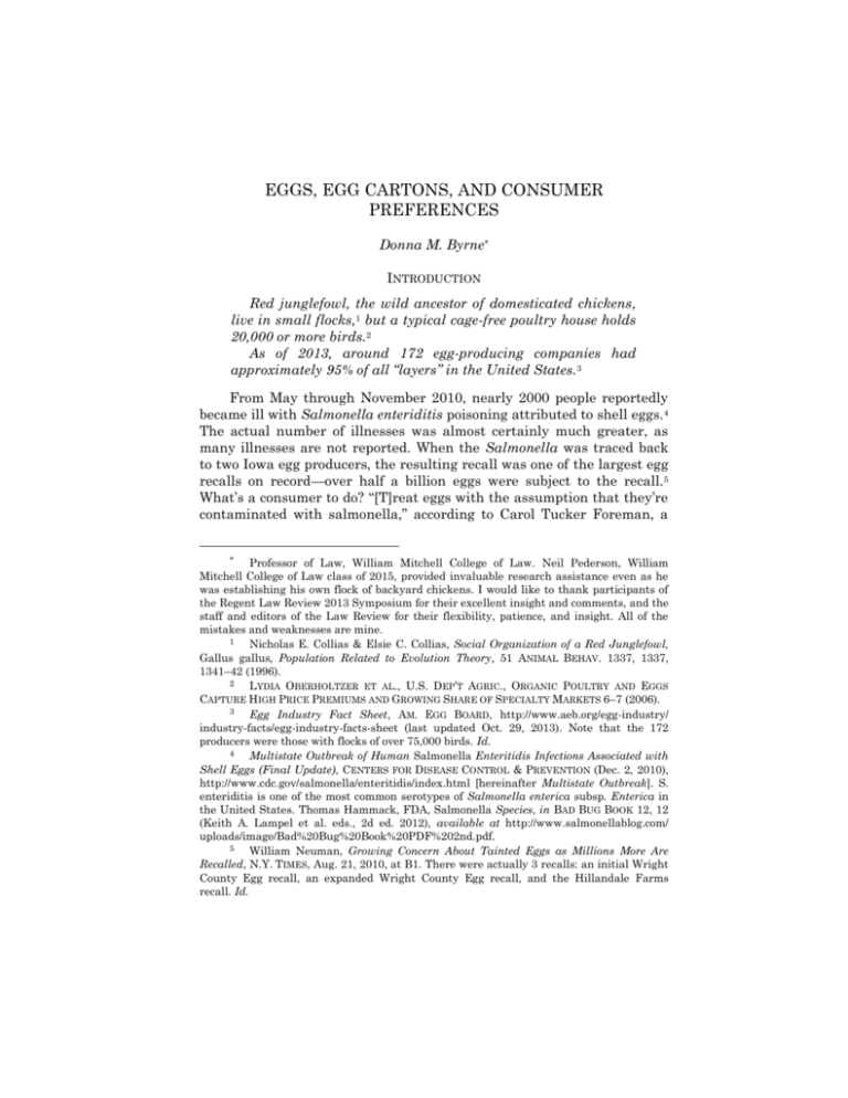 eggs, egg cartons, and consumer preferences