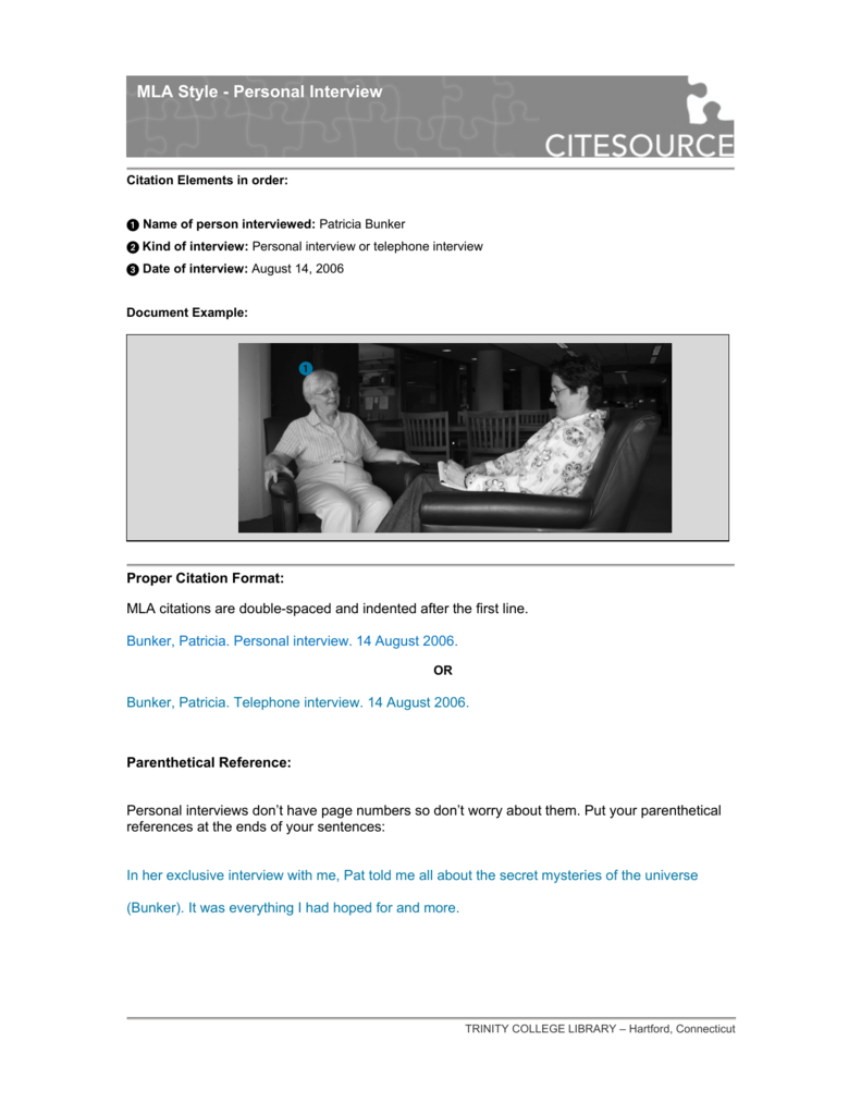 MLA Style Personal Interview Cite Source