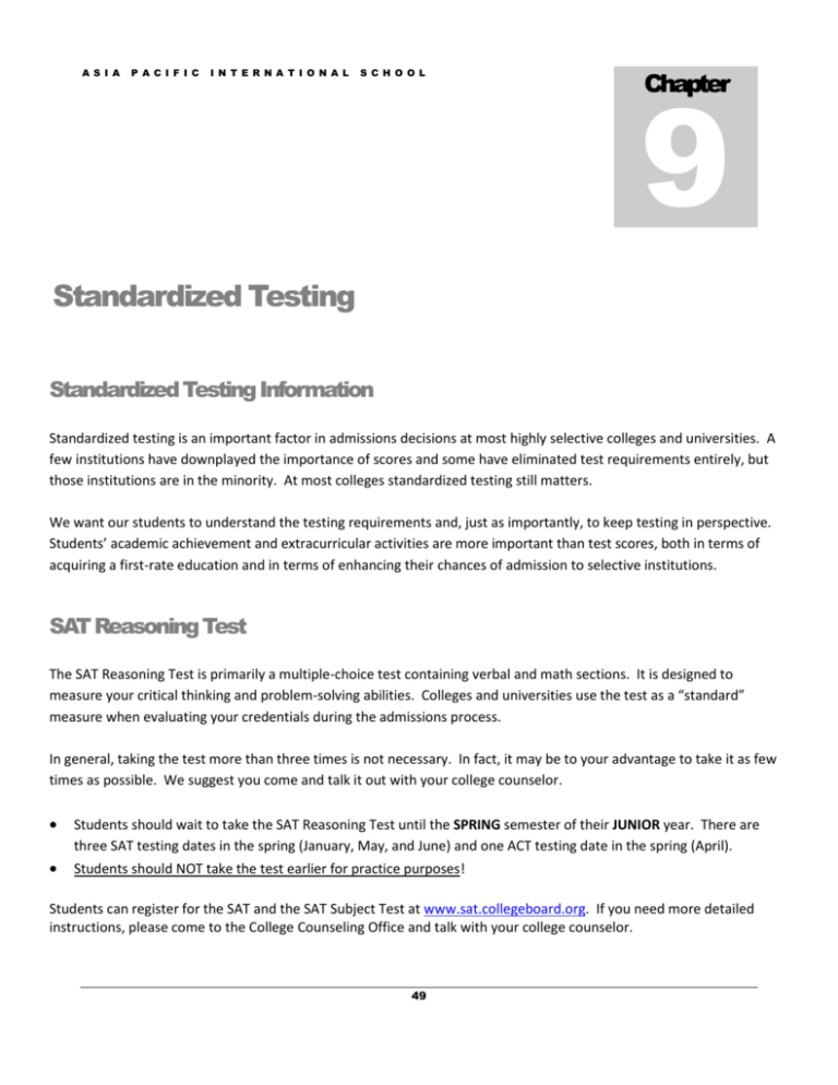 Chapter 9: Standardized Testing