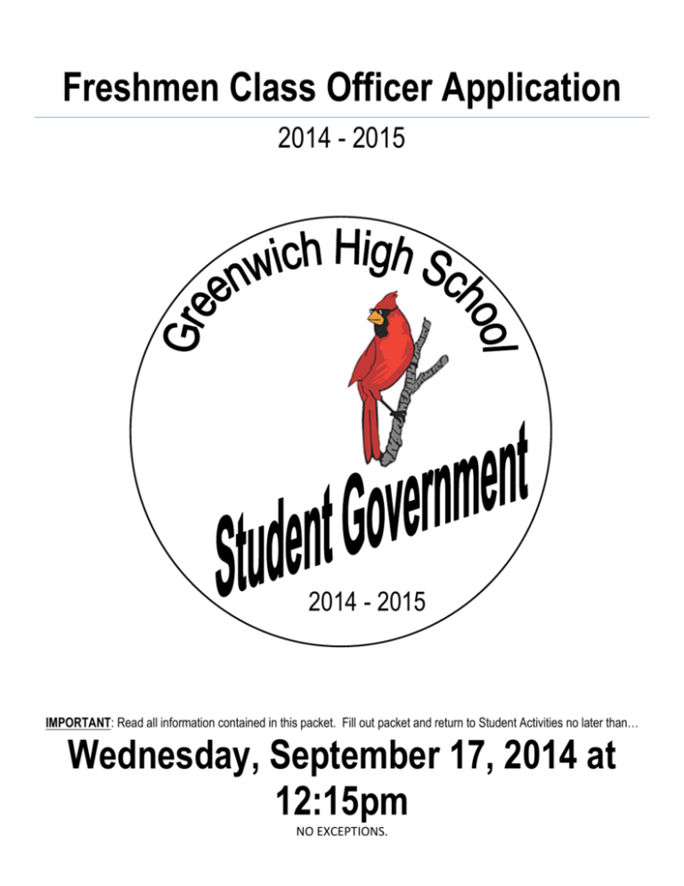 Freshmen Class Officer Application