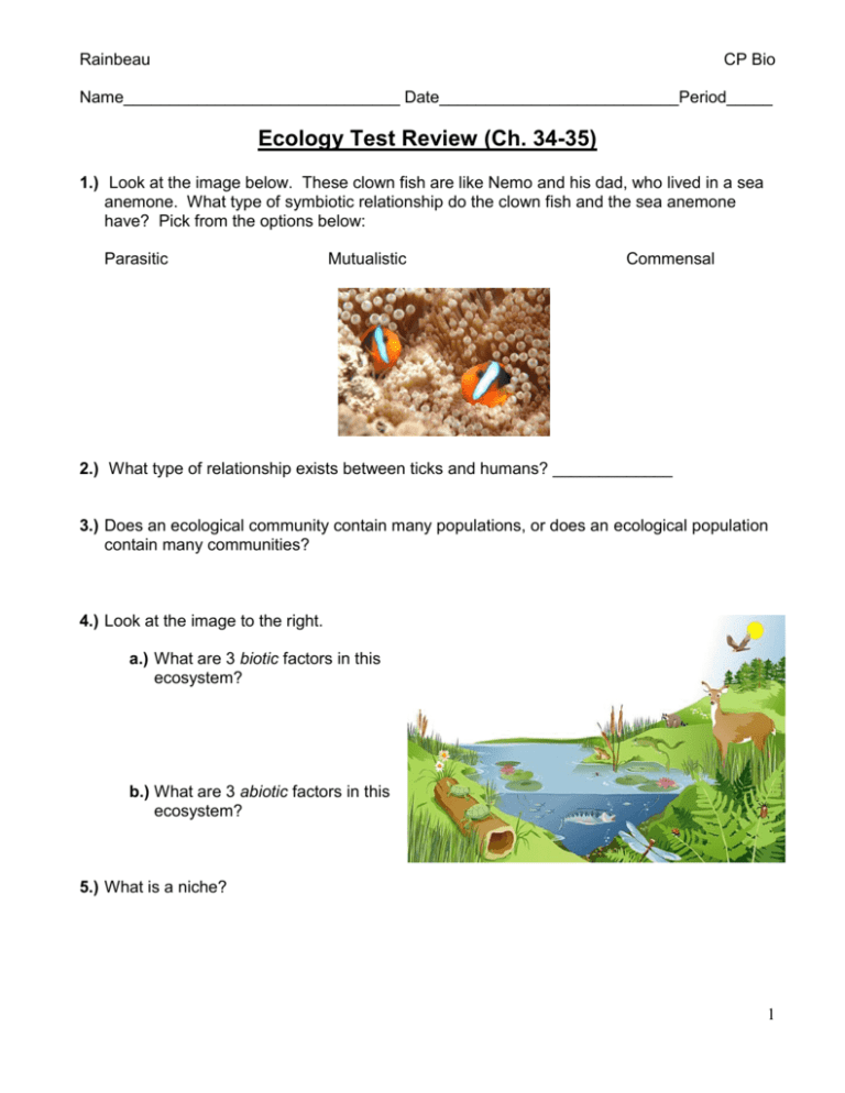 Ecology Test Review Symbiosis Populations Carbon Cycle Ecology Test Review Symbiosis Populations Carbon Cycle
