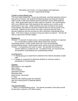 Osmolarity and Tonicity Problem Set
