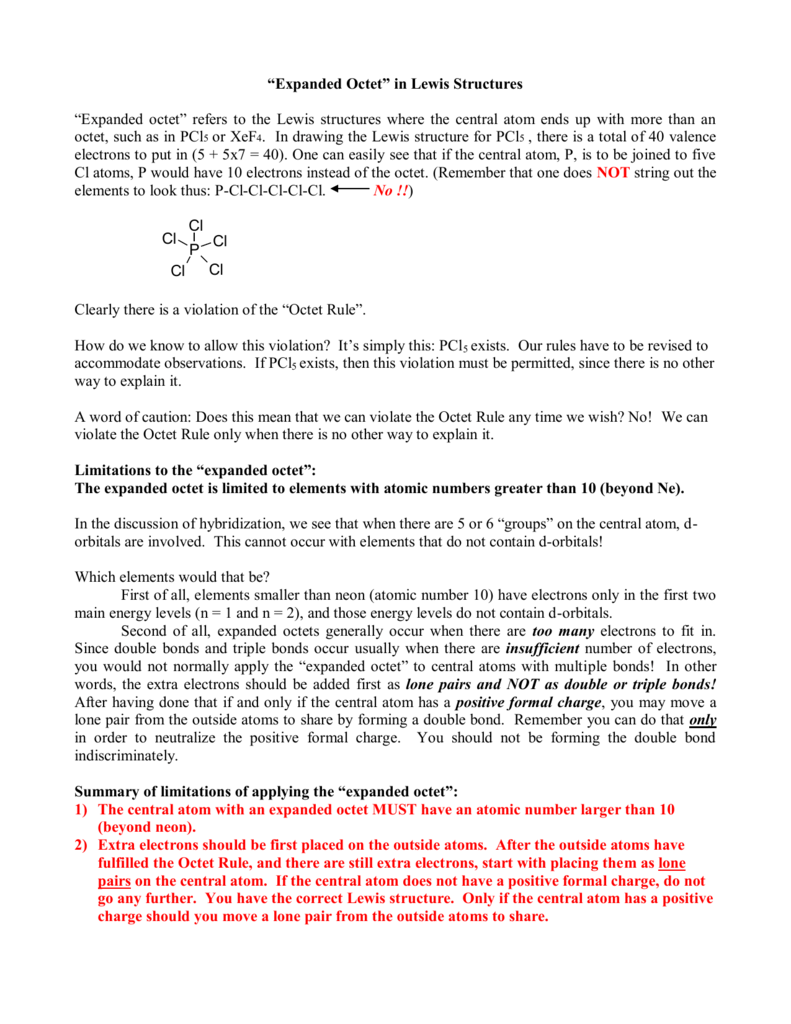  Expanded Octet In Lewis Structures
