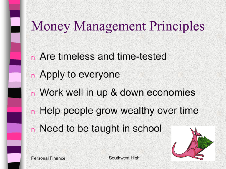 Ten Sound Money Management Principles