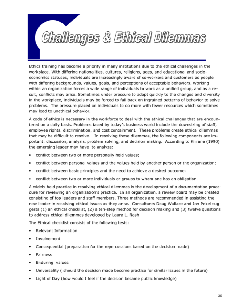 Ethics Training: Ethical Dilemmas & Decision Making