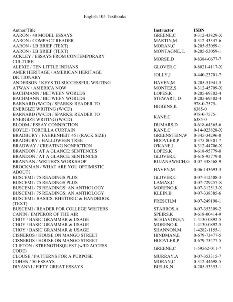 English 105 Textbooks
