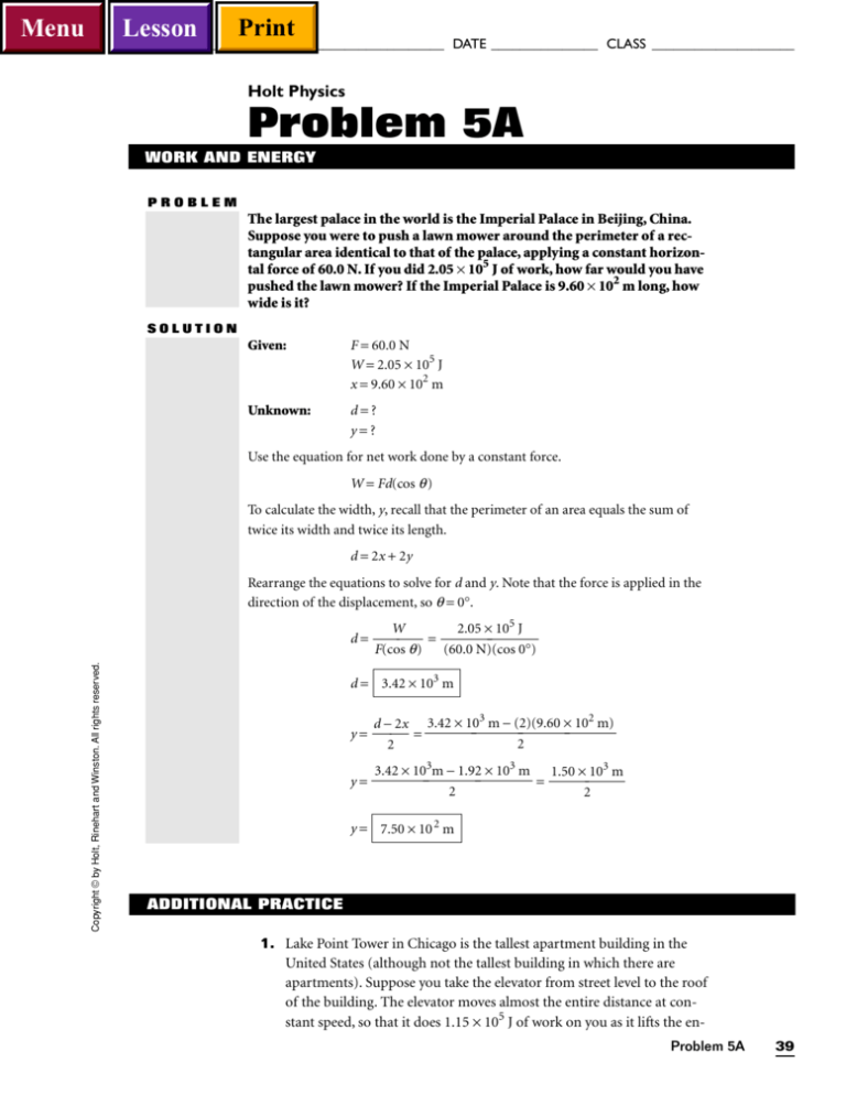 Holt Physics Problem 5A Holt Physics Problem 5A