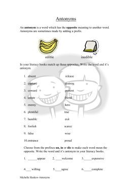 SAT Vocabulary Synonym & Antonym Worksheet: Unit 1
