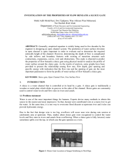 Experiment No.1 Flow through a sluice gate