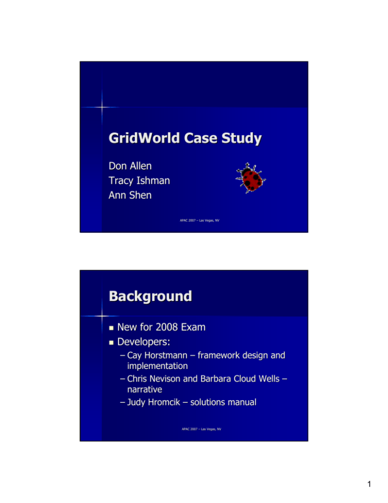 GridWorld Case Study Background