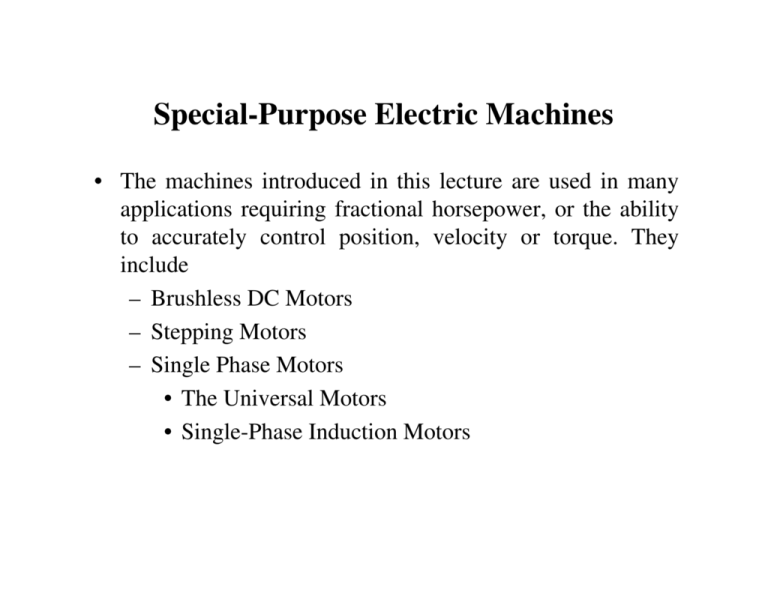 Special-Purpose Electric Machines