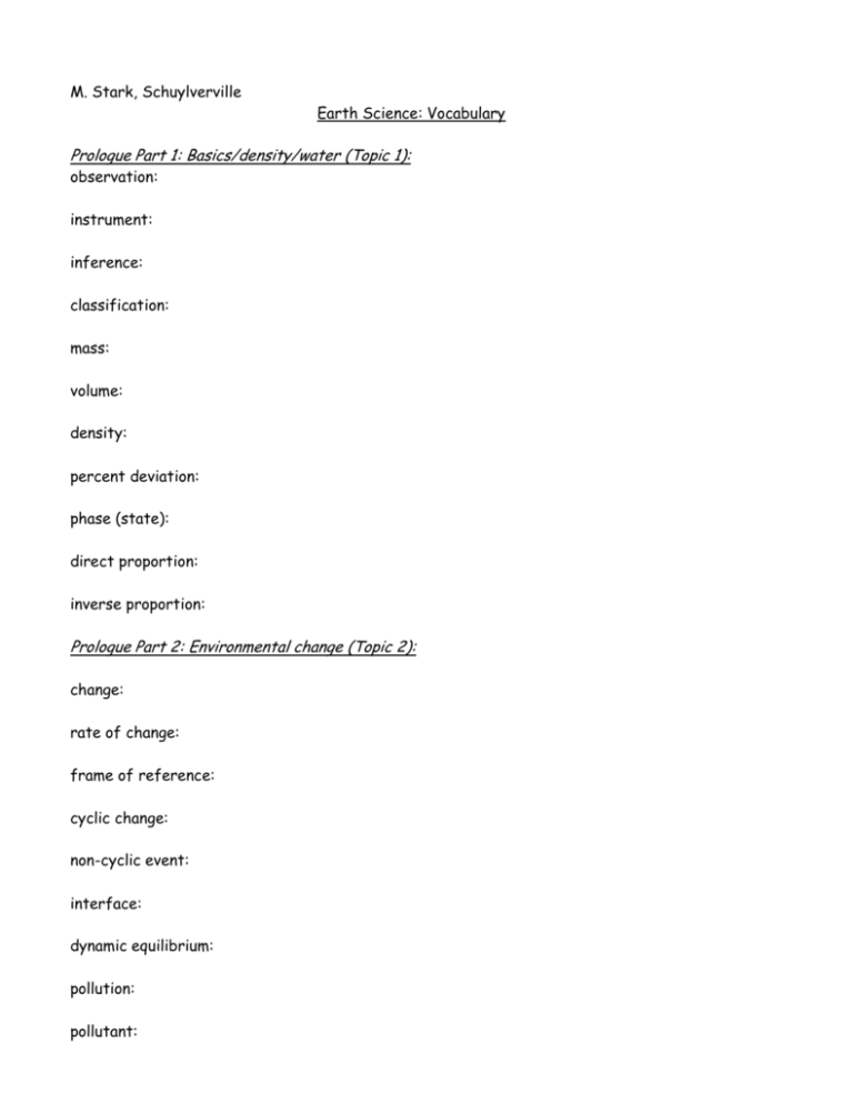 Earth Science Vocabulary Topic VI Insolation Earth Science Vocabulary Topic VI Insolation