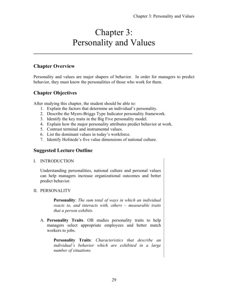 3: Personality and Values