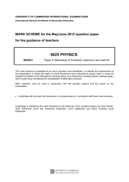 Scheme of work Cambridge IGCSE® Physics 0625 For examination