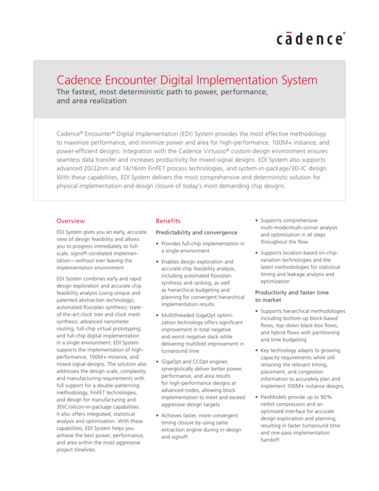 Encounter Digital Implementation System Datasheet
