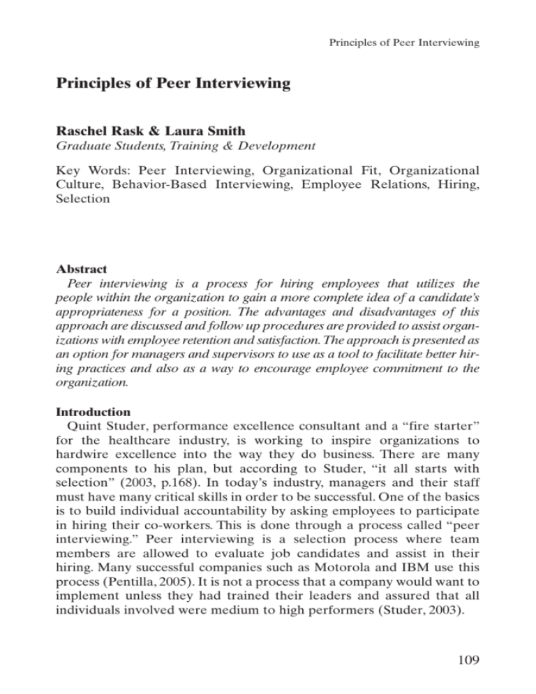 Principles of Peer Interviewing - UW