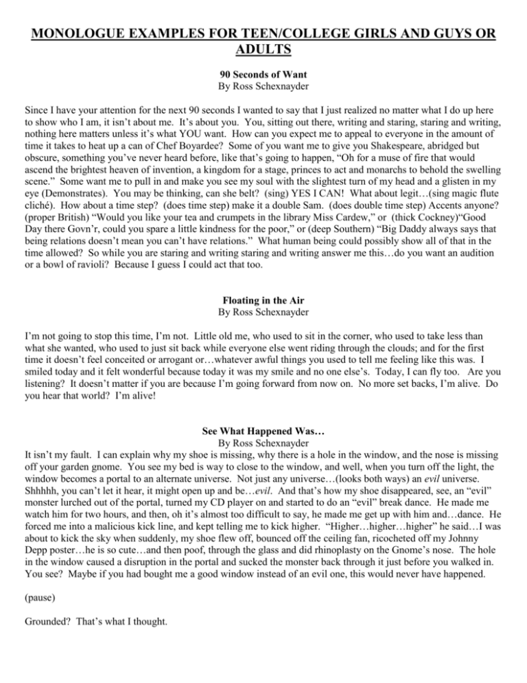 Monologue Examples Kasllatino