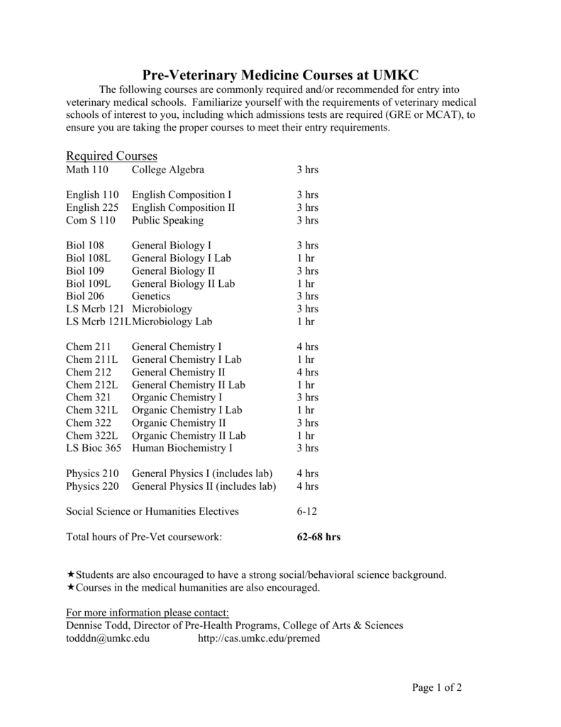Pre Veterinary Medicine Courses At UMKC Pre Veterinary Medicine Courses At UMKC