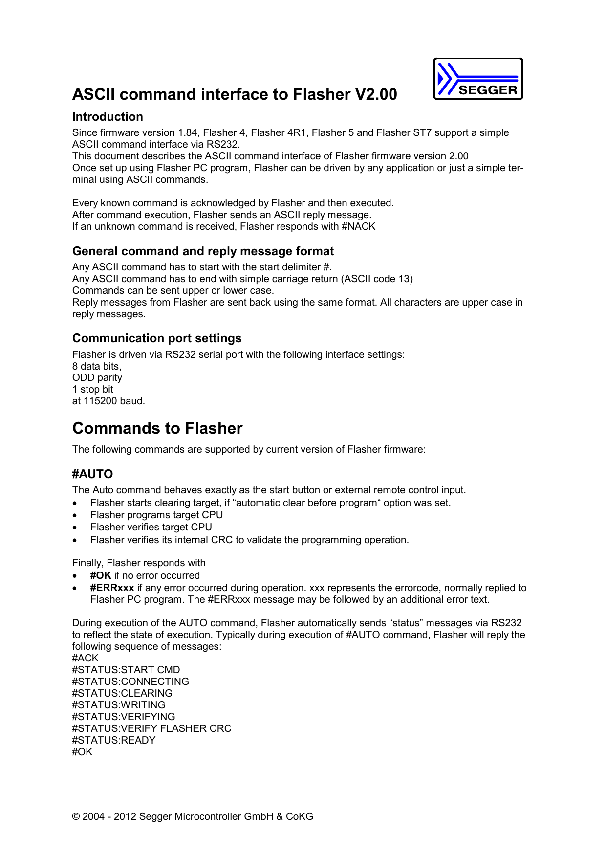 Flasher ASCII Command Interface