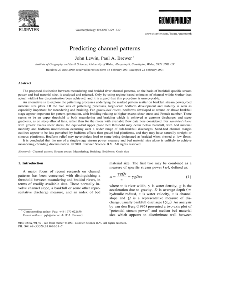 Predicting Channel Patterns