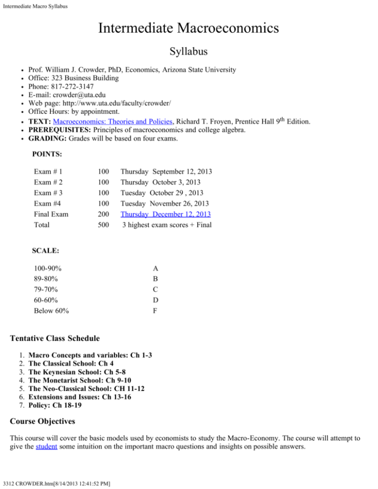 Intermediate Macro Syllabus - The University of Texas at Arlington