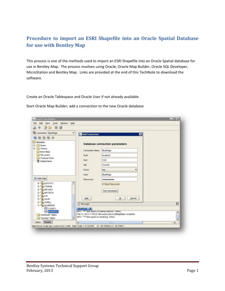 Procedure To Import An Esri Shapefile Into An Oracle Spatial
