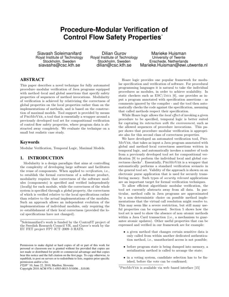 Procedure Modular Verification Of Control Flow Safety