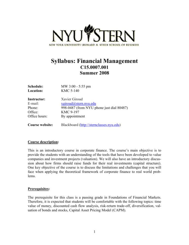 Syllabus Financial Management