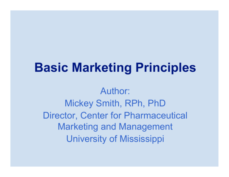 Basic Marketing Principles Basic Marketing Principles