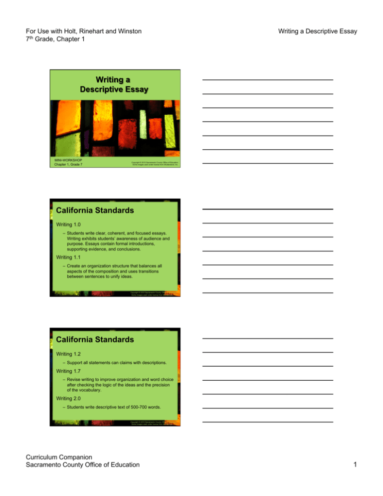 Build Background Writing A Descriptive Essay Handout