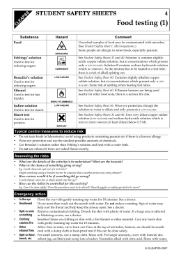 Student Safety Sheets - CLEAPSS Science Home