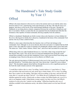 The Handmaid`s Tale: Questions for Response, Discussion, Seminar