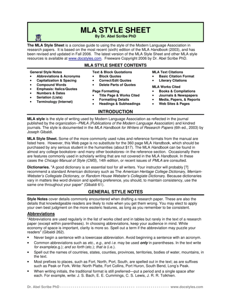 MLA Style Guide: Formatting & Citations