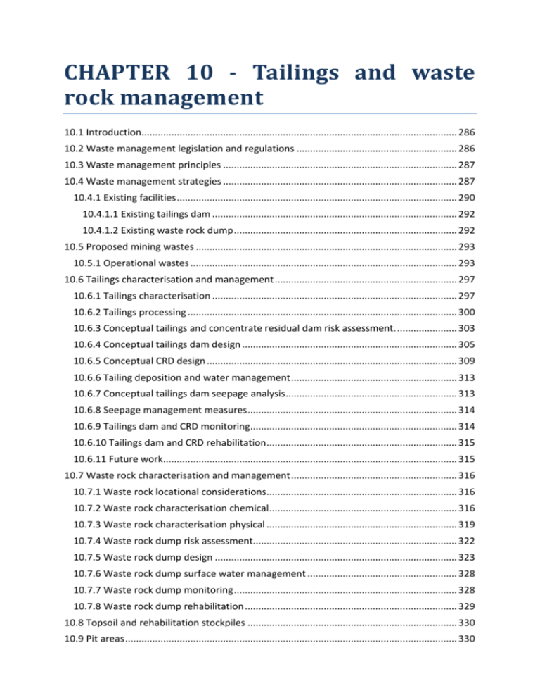 CHAPTER 10 - Tailings and waste rock management