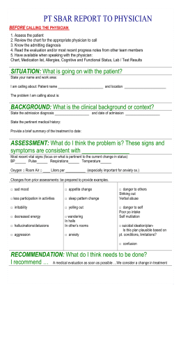 Guidelines for Communicating with Physicians Using the SBAR