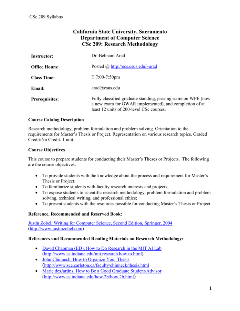 Syllabus California State University Sacramento