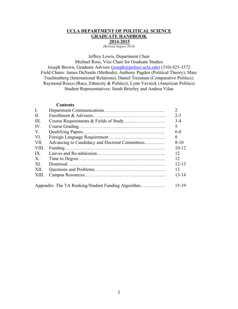 Graduate Handbook UCLA Department Of Political Science