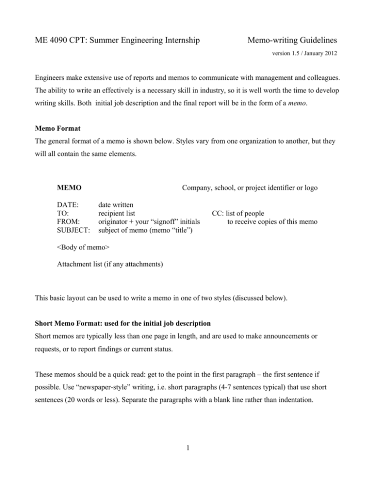 Memo Writing Guidelines