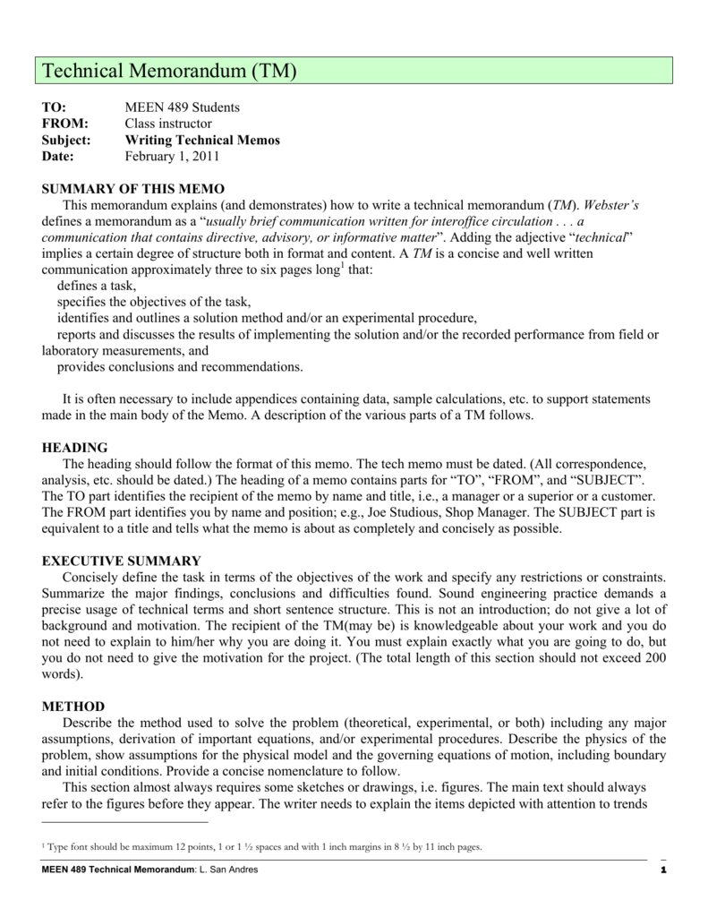 Technical Memorandum TM 