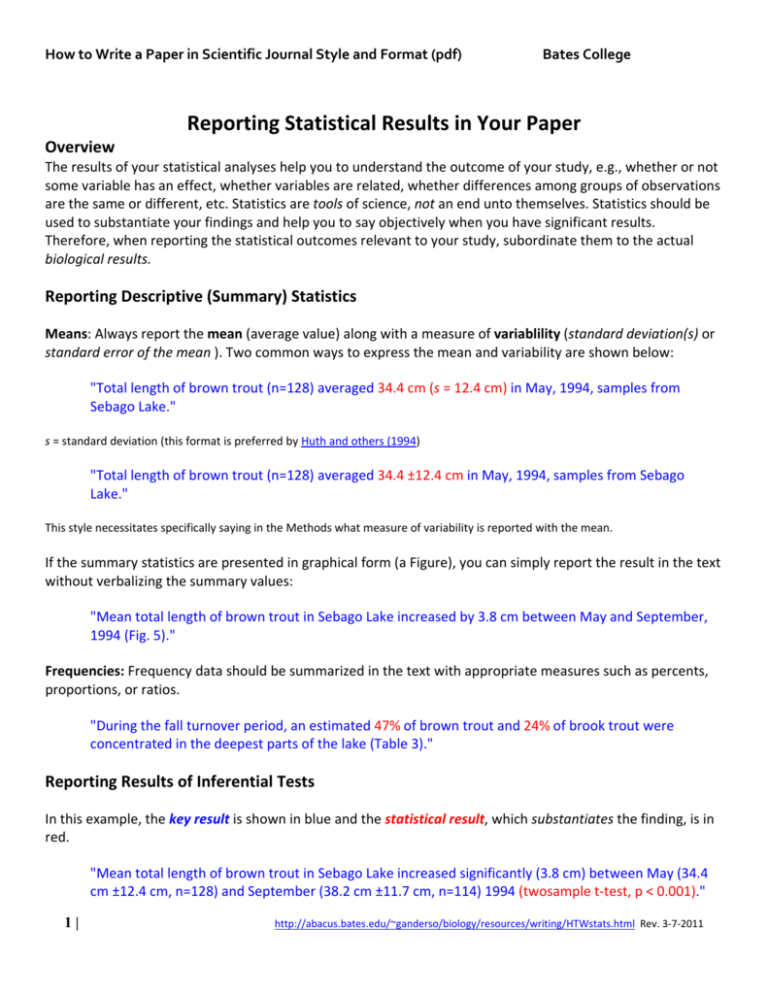 How To Report T Test Results In A Scientific Paper A Succinct