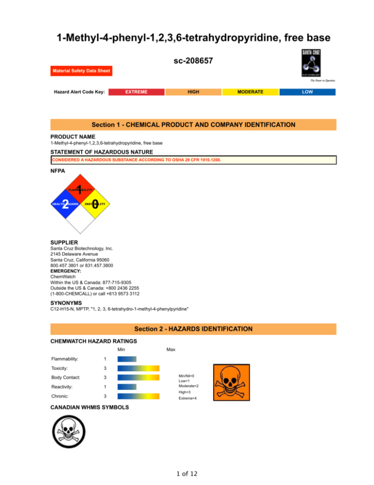 1 Methyl 4 phenyl 1 2 3 6 tetrahydropyridine Free Base