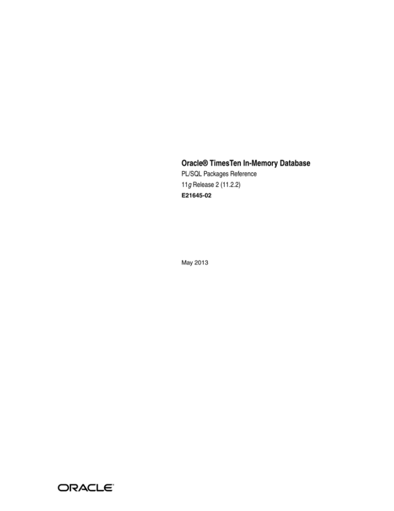 TimesTen PL SQL Packages Reference