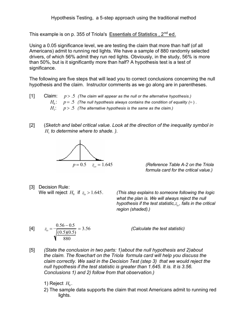 Hypothesis Testing A 5 step Approach Using The Traditional Method
