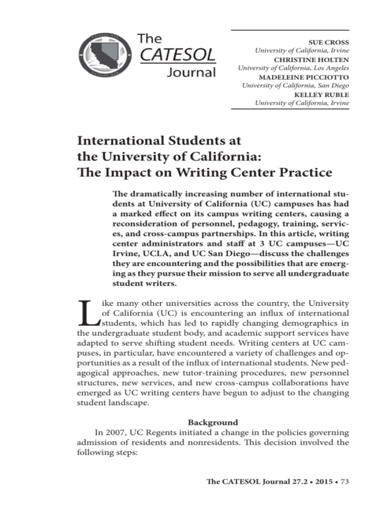 The Impact on Writing Center Practice